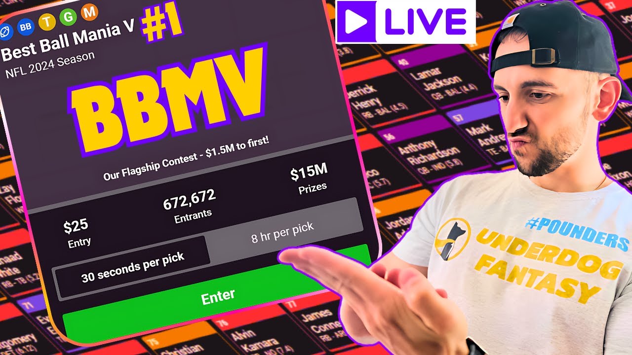 Best Ball Mania 5 Live Draft | Favorite Values Underdog Fantasy - YouTube