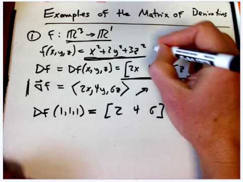 Examples of the matrix of derivatives (Part 1) - YouTube