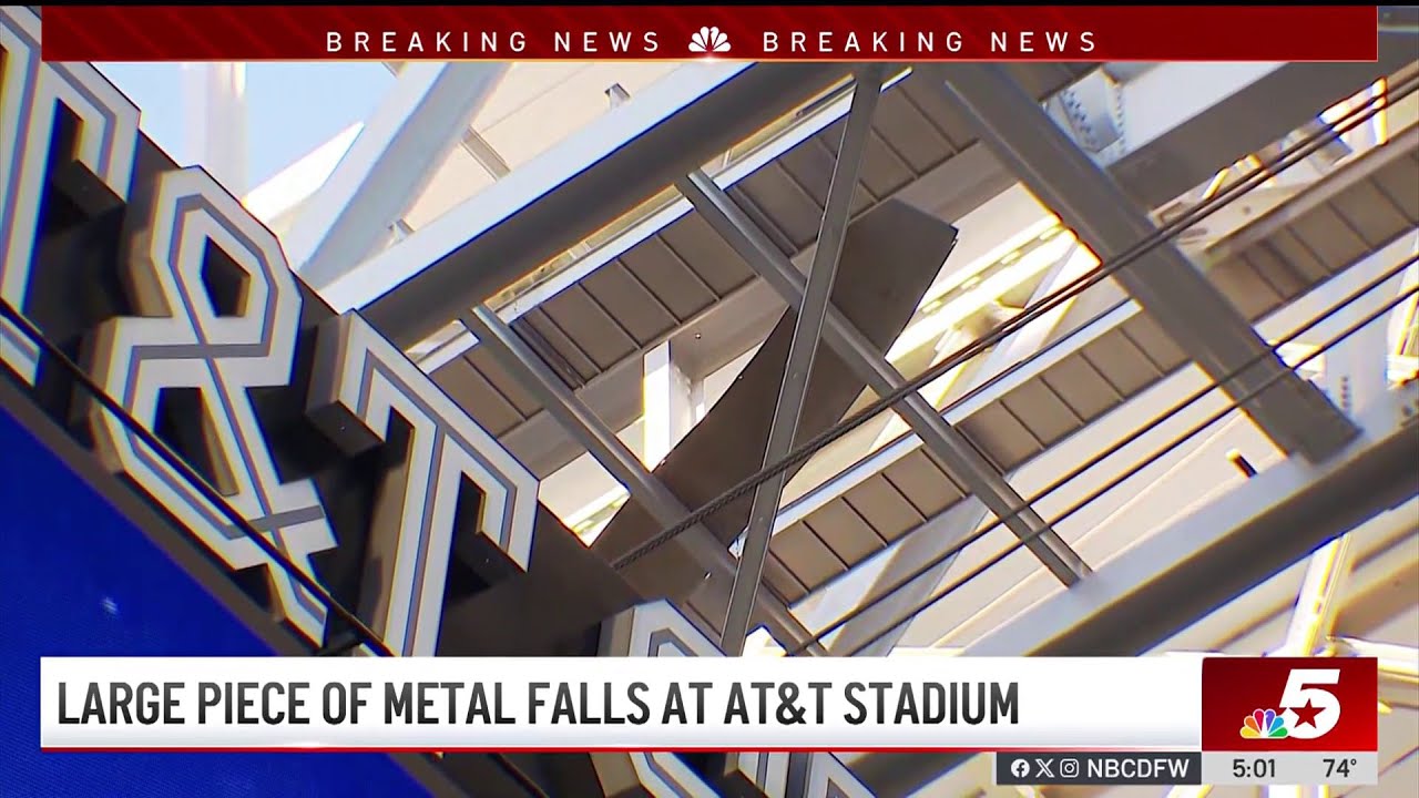 Large piece of metal falls at AT&T Stadium | NBCDFW - YouTube