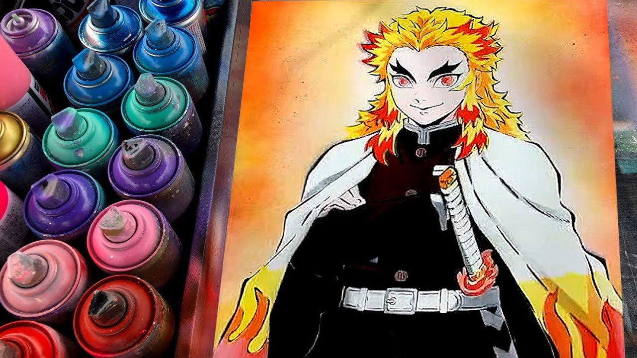 DEMON SLAYER (Kimetsu no yaiba) Kyojuro Rengoku by Spray Art Eden - YouTube