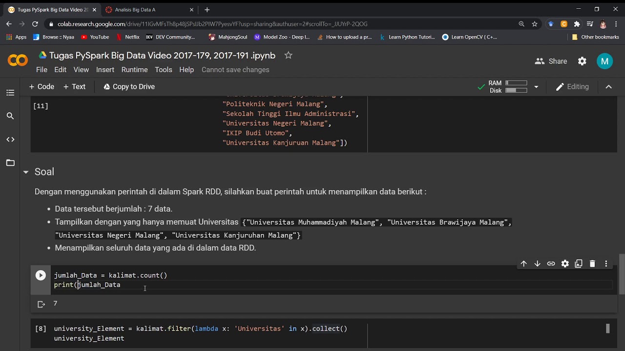 [009 - Tugas PySpark] Installasi dan Menjalankan PySpark di Google Colaboratory - YouTube