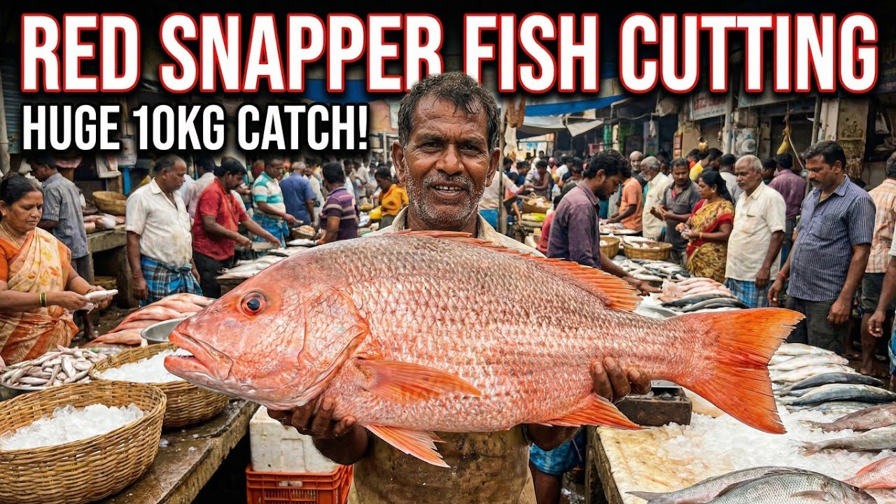 5KG Big Giant Red Snapper Fish Cutting | Fish Cutting Skills | Red ...