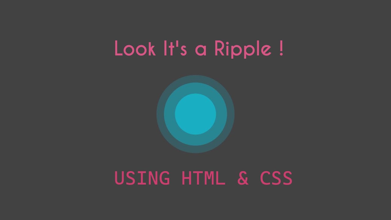 Ripple Loader Using Only Css And Html Youtube