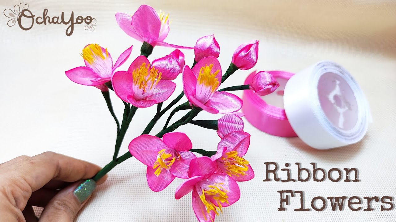 DIY/how to make satin ribbon flower easy - YouTube