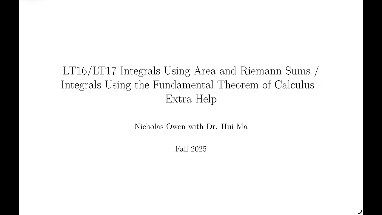Integrals Using Area, Riemann Sums, and the Fundamental Theorem of ...