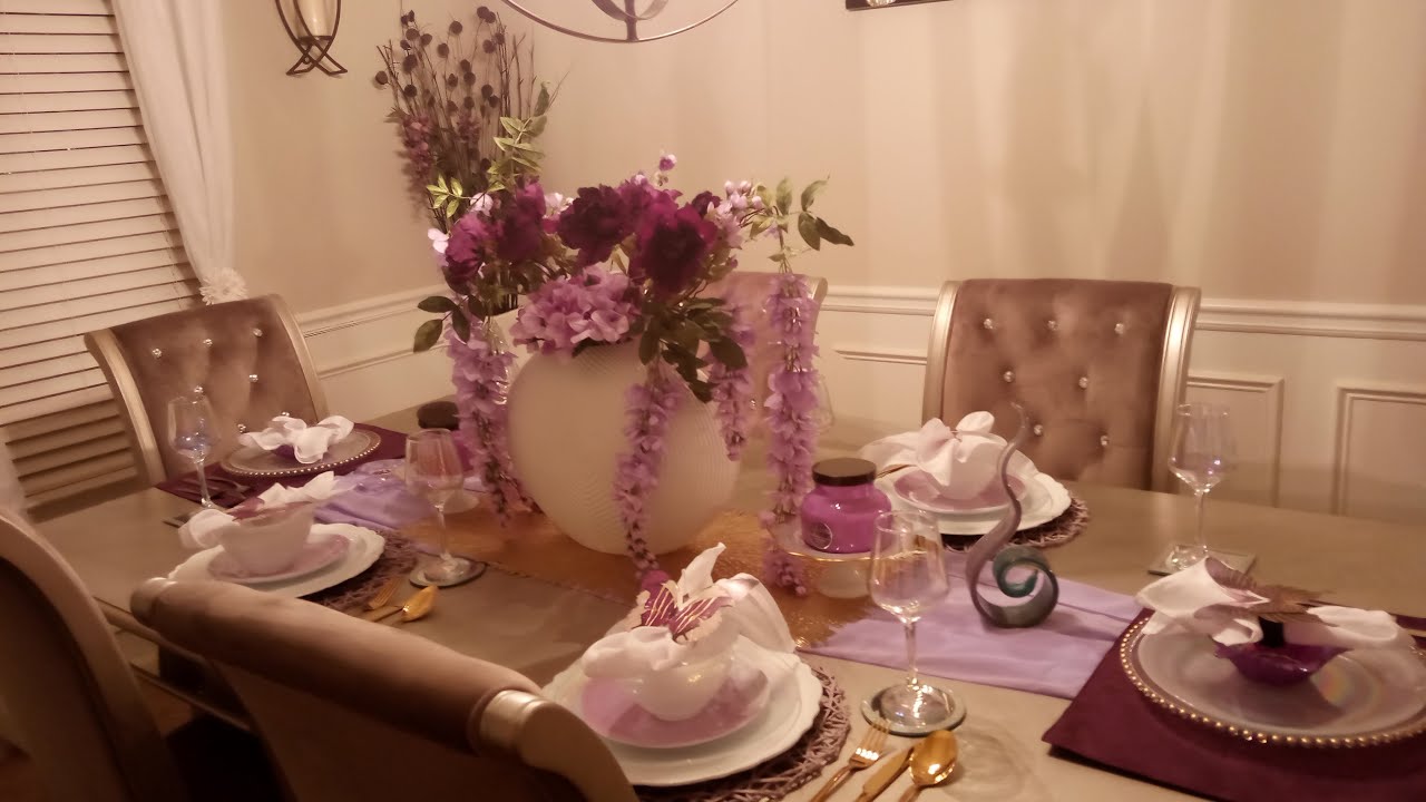 How To Decorate A Color Purple Themed Table Scape #homedecor #Glam ...