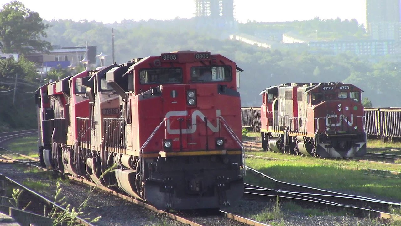 CN Train 121 with ex CSX Unit Working Rockingham Yard - Halifax, NS ...