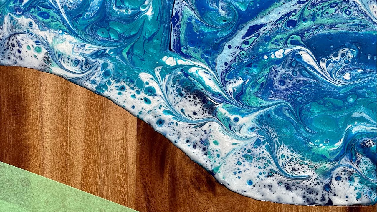 #120 How to paint: BEAUTIFUL FOAMING METALLIC WATERS on a CHARCUTERIE ...