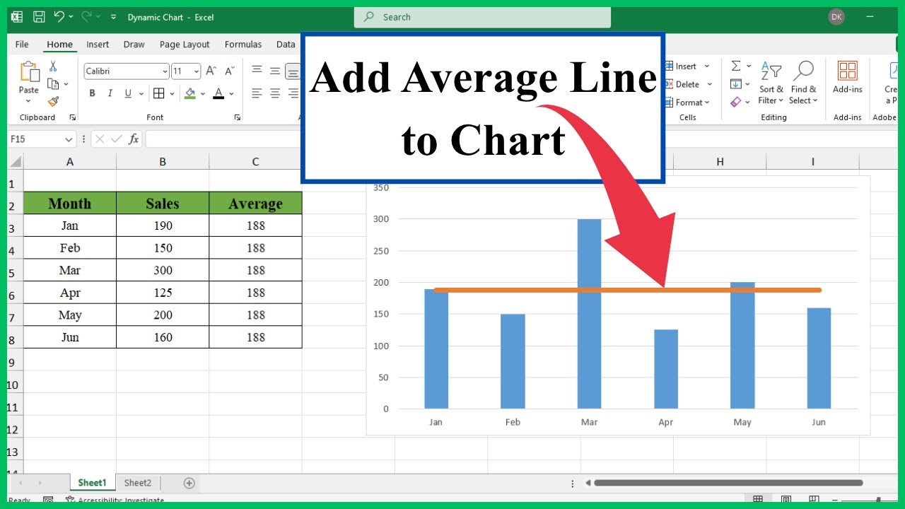 How to Add an Average Line to Excel Charts - YouTube
