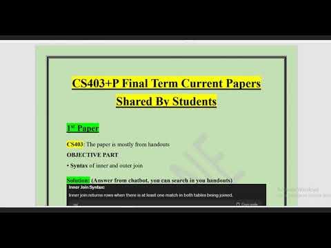 CS403 Final Term Current Paper || CS403 Final Term Preparation 2024 || VU Zone - YouTube