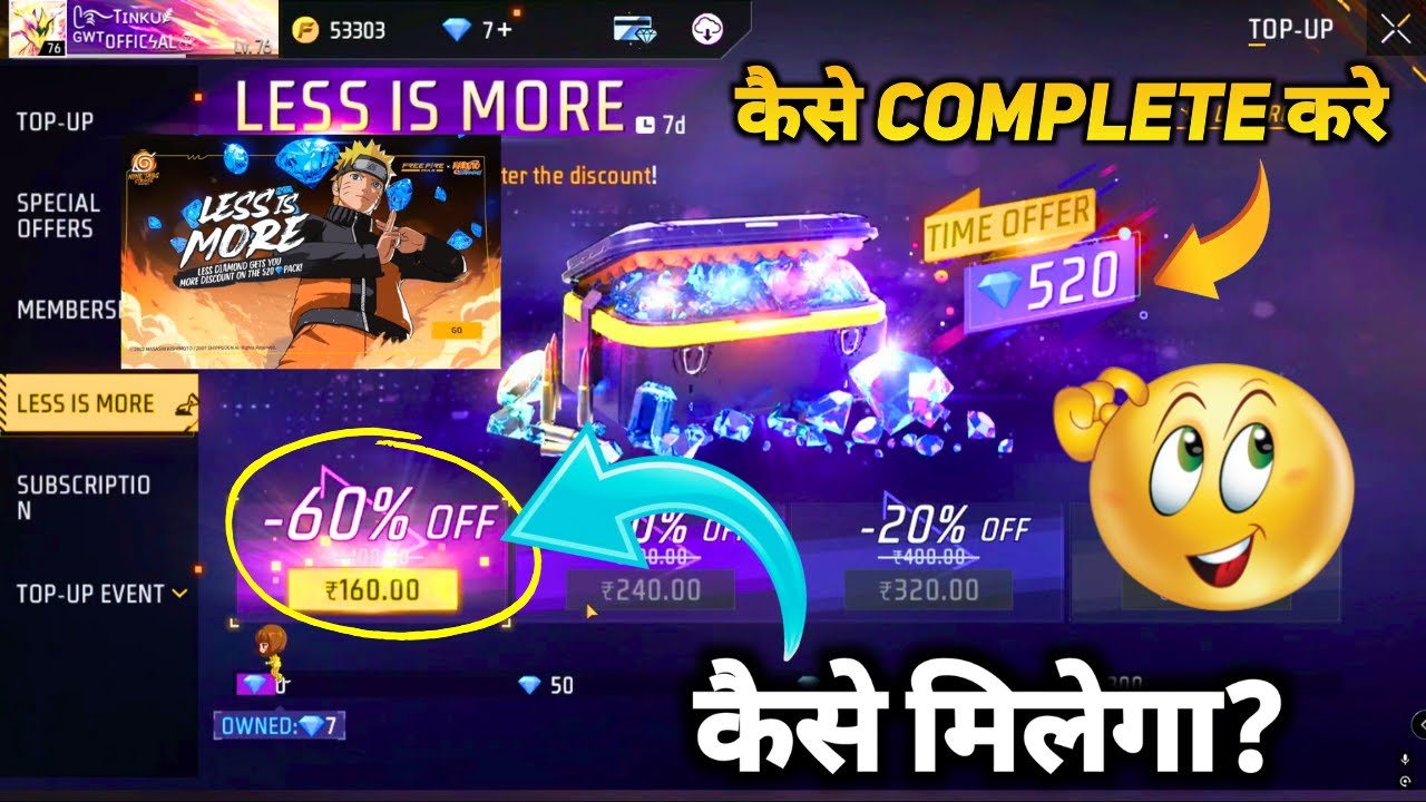 New Less Is More Naruto 60% Off Kaise Milega | Less Is More Event In ...