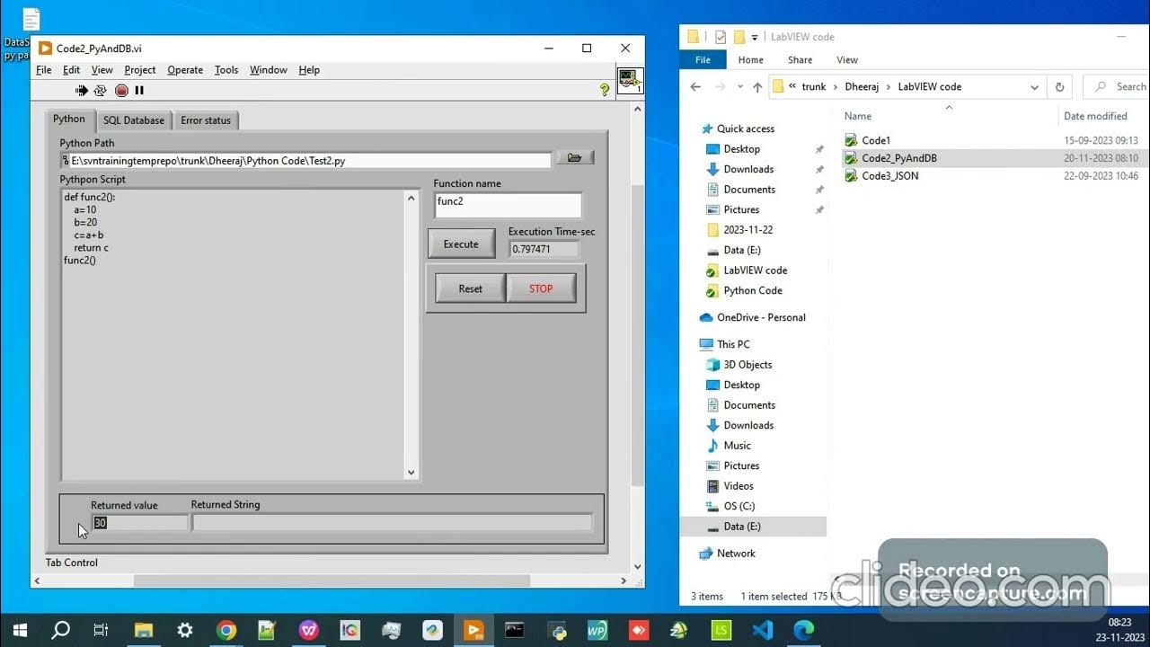 Part 1 - Executing Python file in LabVIEW , self implemented UI Front panel #python #labview # ...