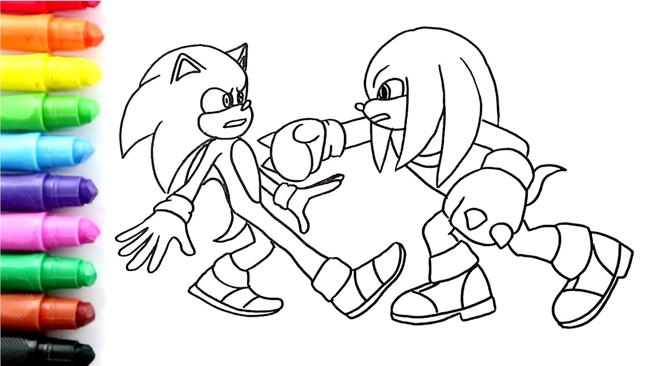 How to draw Sonic Vs Knuckles | Sonic Coloring Page - YouTube