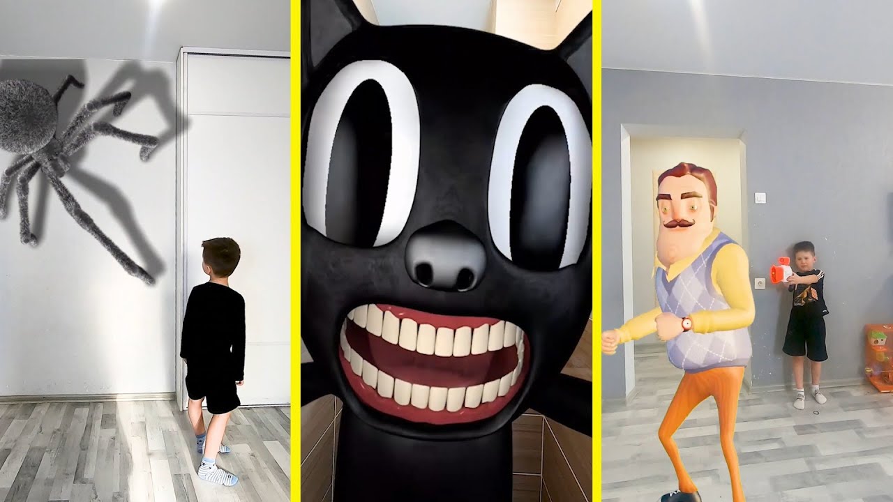 Hello neighbor, Cartoon Cat, Giant Spider, Ice Scream Rod, SCP in real ...