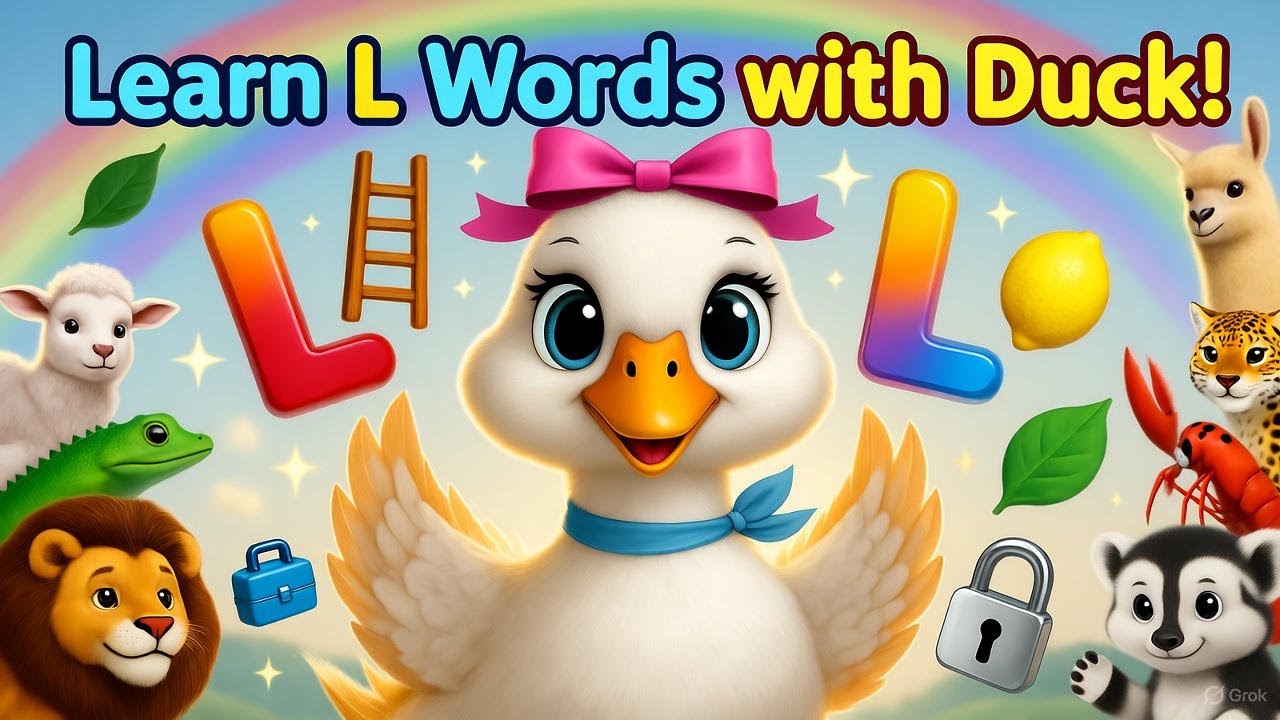 Learn L Words with Duck | Kids Learning Poem with Animals | Educational ...