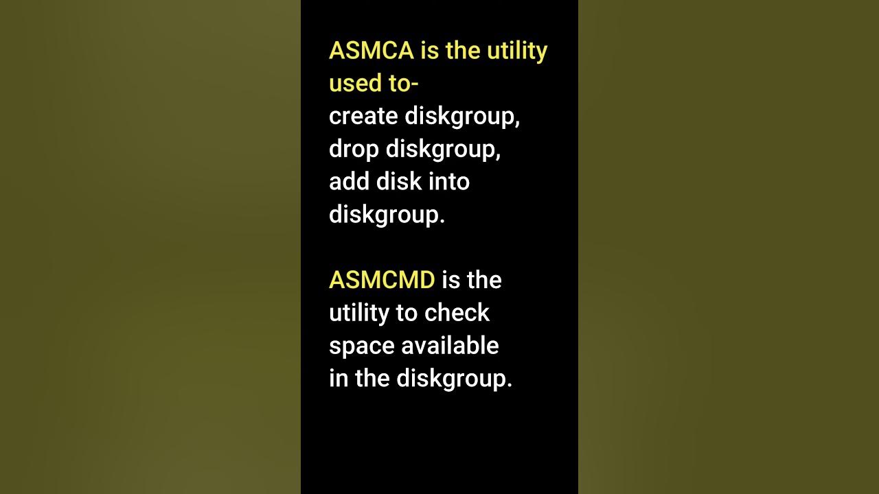#shorts What is ASMCA and ASMCMD in ASM? #learnomate technologies - YouTube
