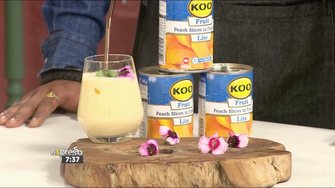 Recipe: Peaches and Cream Smoothie (KOO) - YouTube