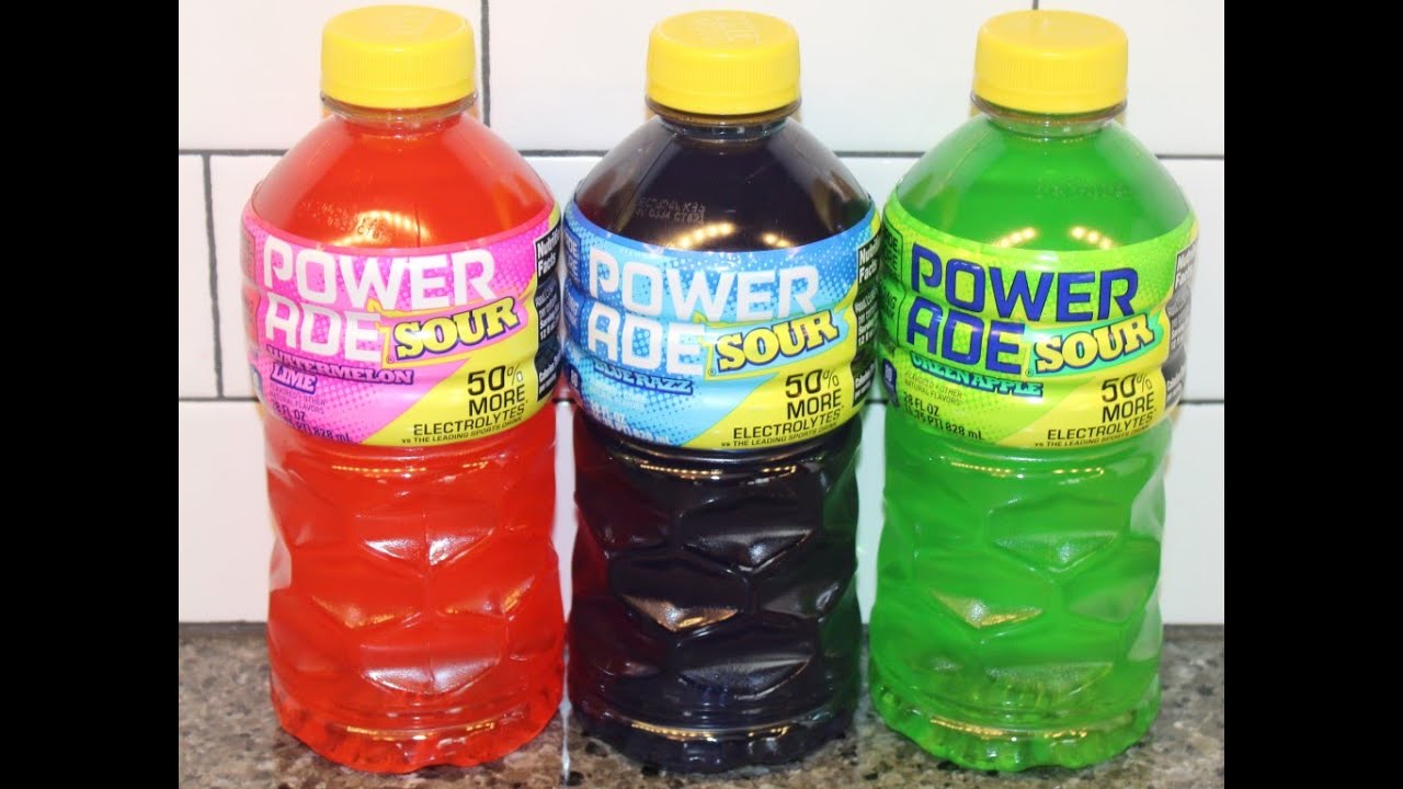 Powerade Sour: Watermelon Lime, Blue Razz & Green Apple Review - YouTube