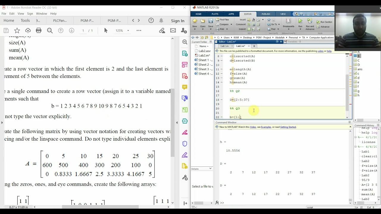 Matlab Array Instructions | Computer Applications Lab2 | FECU EPE1040 - YouTube