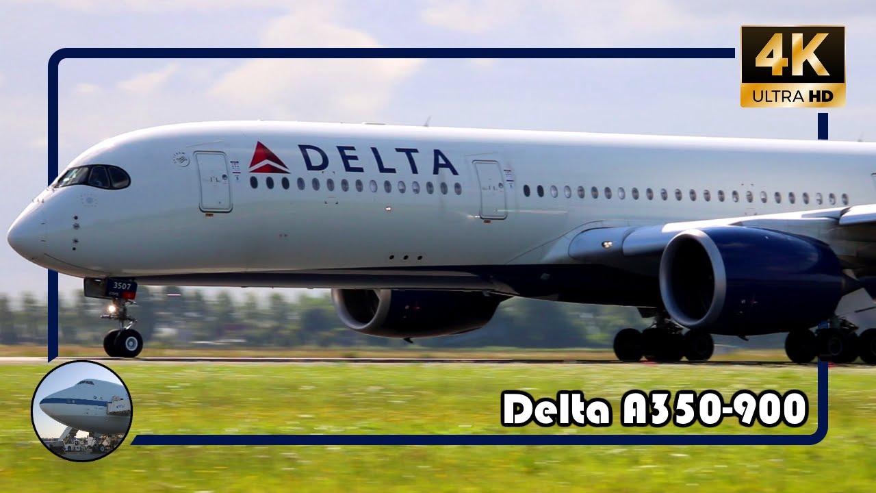 [4K] Delta Airlines Airbus A350-900 takeoff at Amsterdam Schiphol ...