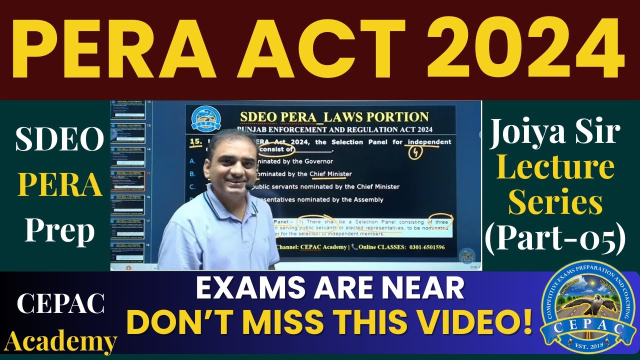 SDEO PERA Exam Preparation | PERA Act 2024 Explained | Part 5 - YouTube