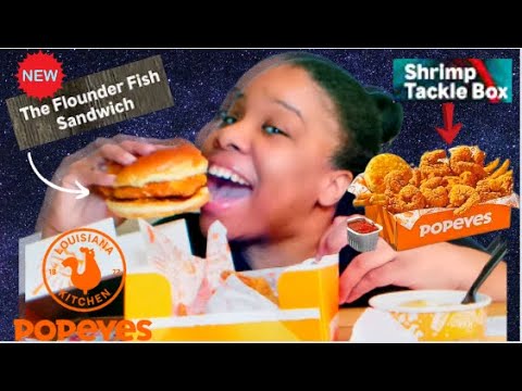 Popeyes Butterfly Shrimp Tackle Box+Flounder Fish Sandwich+Blueberry ...
