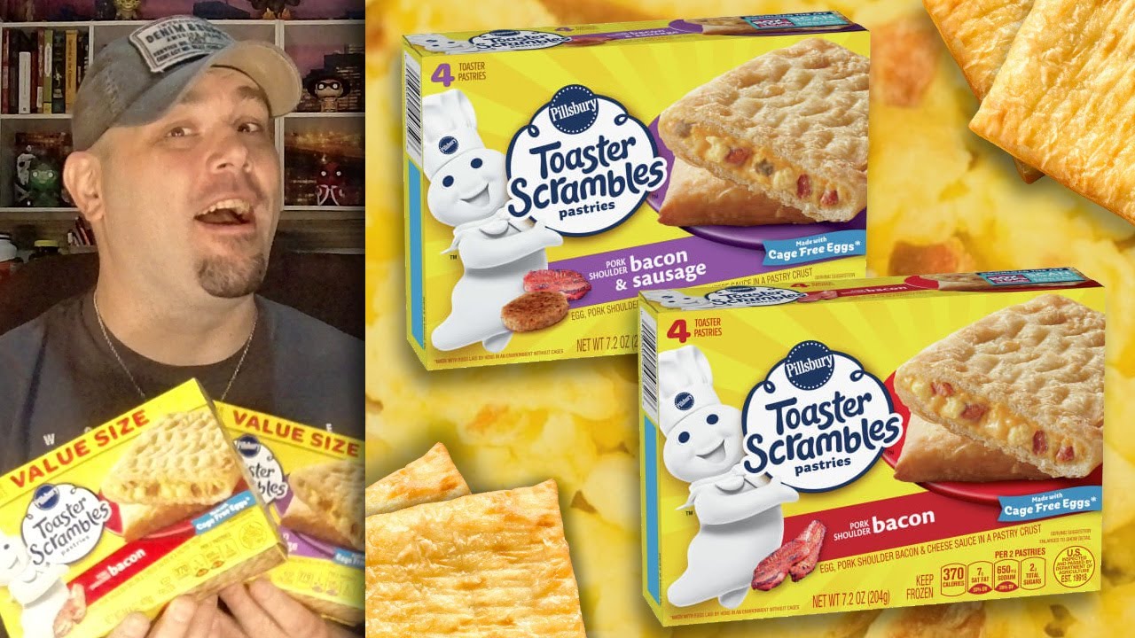 Pillsbury Toaster Scrambles Review (Bacon & Sausage and Bacon) - YouTube