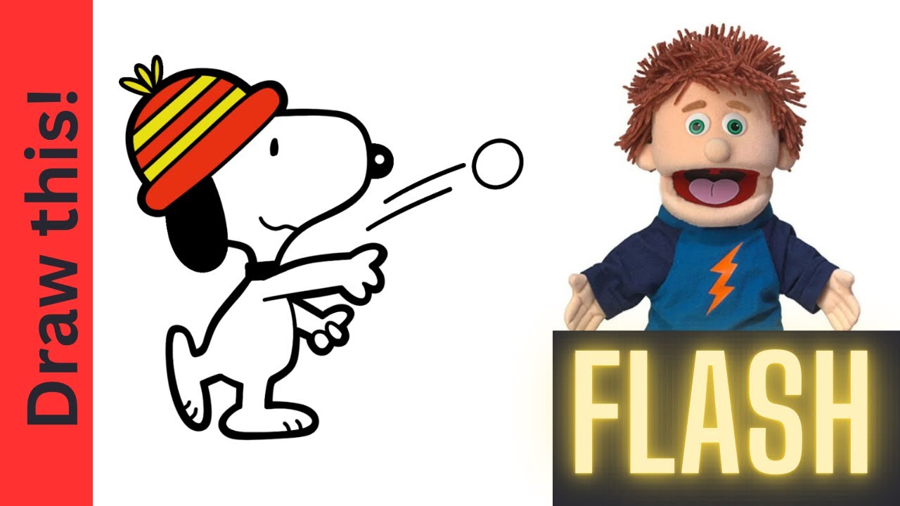 How to draw Snoopy throwing snowballs with Flash - easy step by step ...