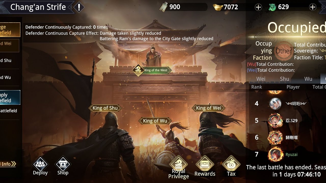 Faction War 11 November 2023 Chang'an Strife ( S27 S39 S43 S51 ) Attack ...