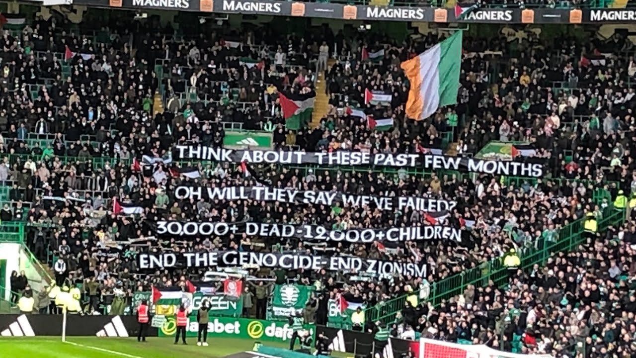 CELTIC FANS SING GRACE IN SUPPORT FOR PALESTINE / STUNNING - YouTube