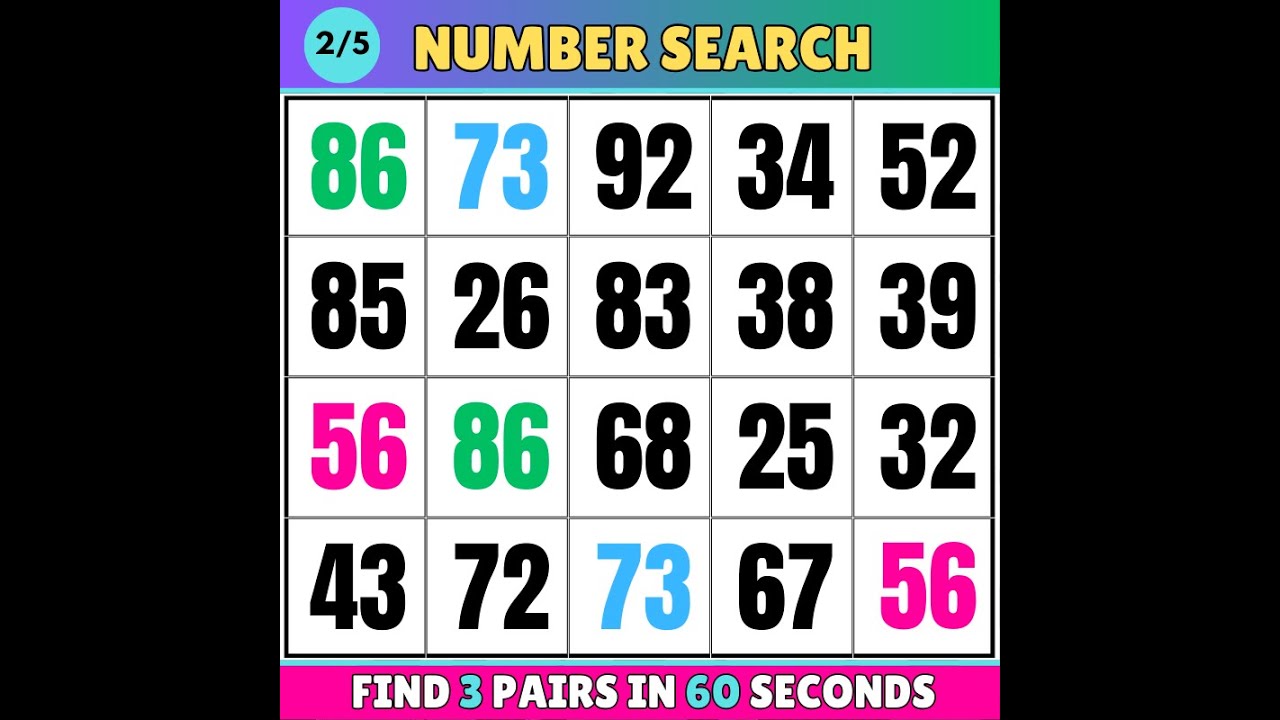 Ultimate Number Search Challenge! 🧠 Can You Find All the Hidden Numbers ...