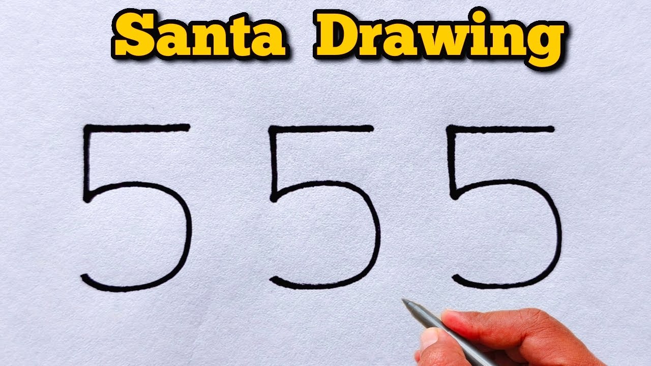 How to draw santa claus from number 55 | Amazing christmas drawing ...