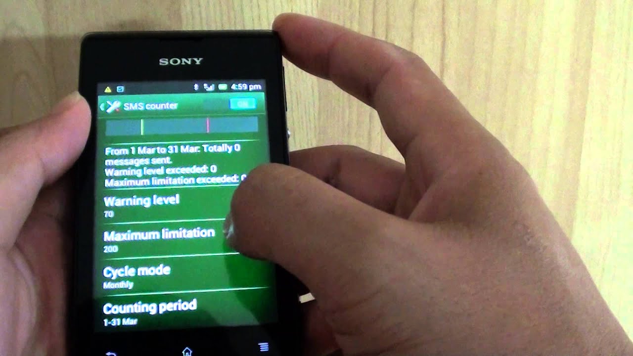 Sony Xperia E: How to Enable/Disable SMS Counter - YouTube