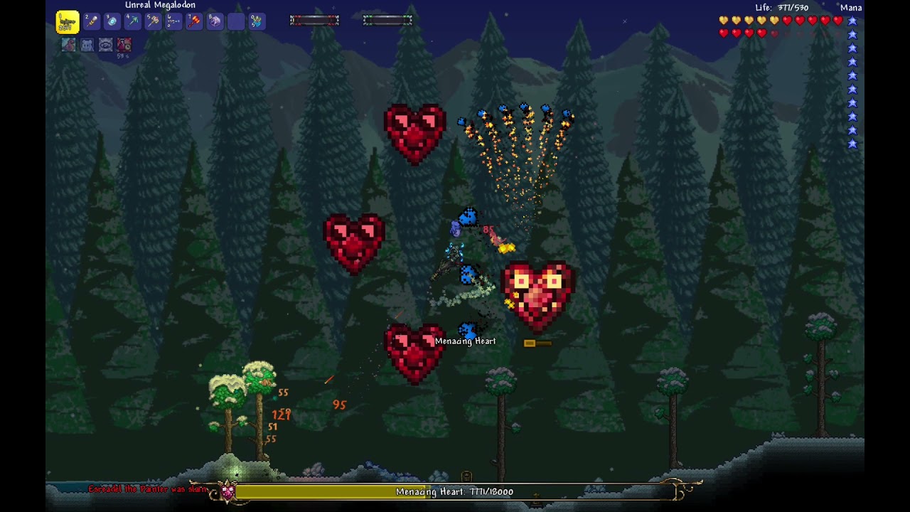 Teraria Megalodon vs Menacing heart Calamity mode Expert - YouTube