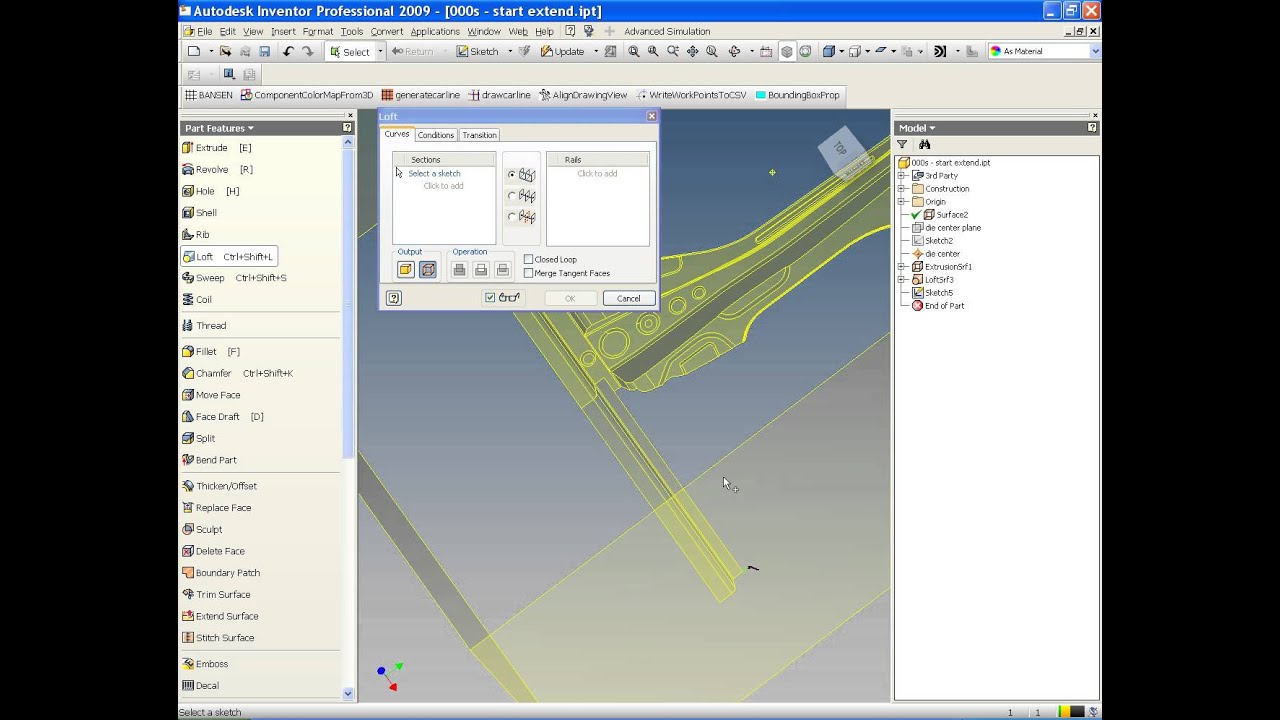 02 - loft to extend surface - YouTube