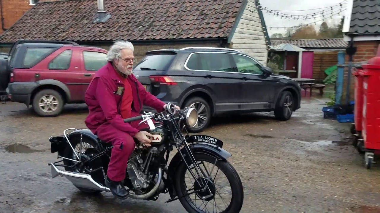 1930 BSA 500 Sloper at Andy's in Framlingham Pt2 - YouTube