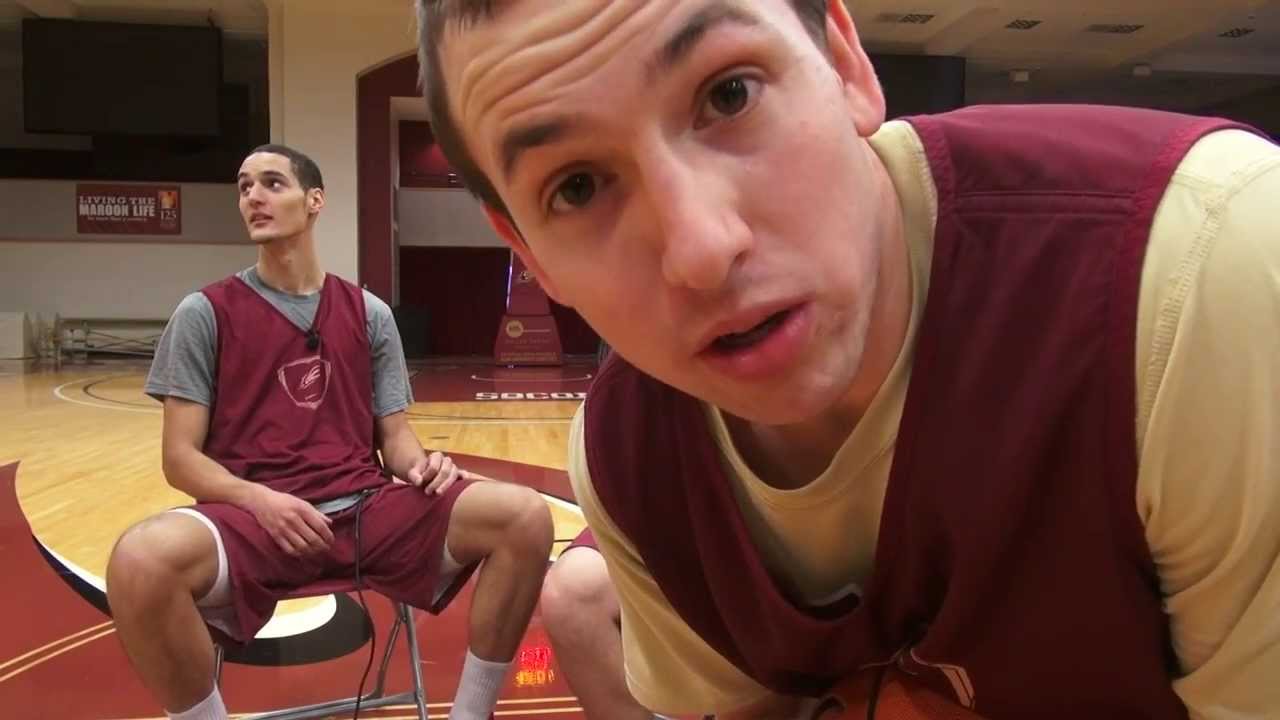 Elon's Jack Isenbarger hits a half court shot, granny style - YouTube