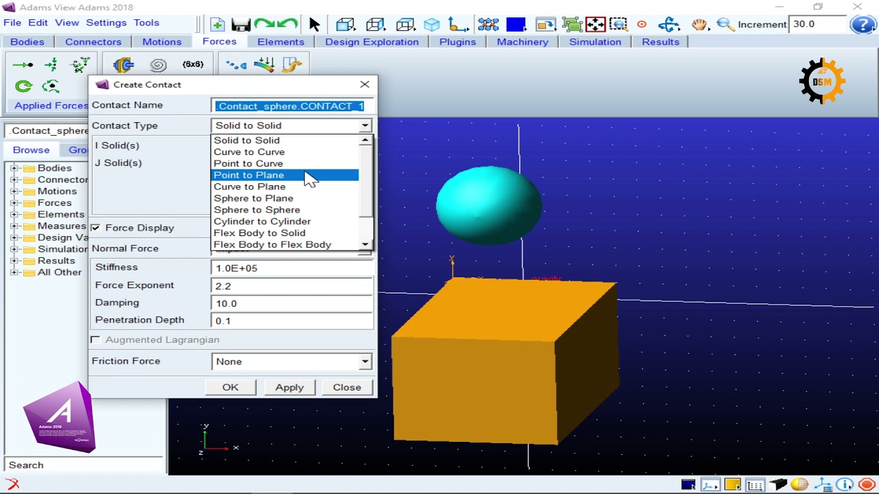 ADAMS tutorials Beginner| 9.How to Define Contact Forces in ADAMS ...