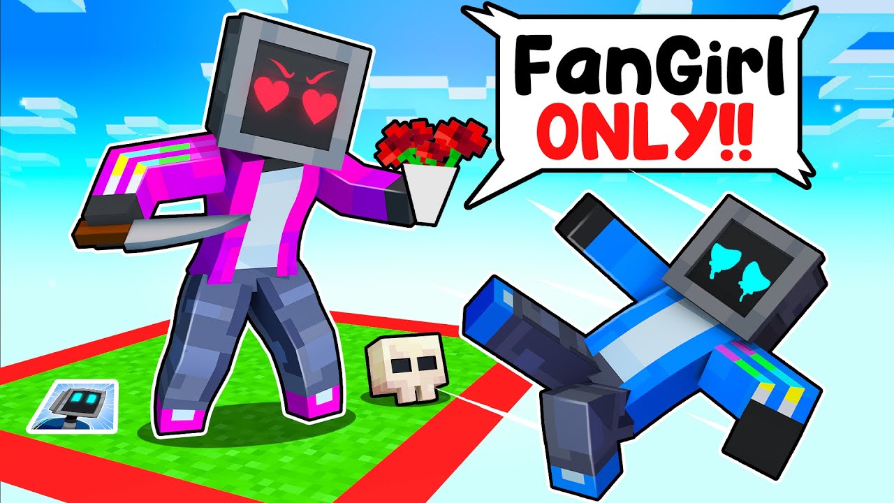 Locked on ONE CHUNK with CRAZY FAN GIRL in Minecraft! - YouTube