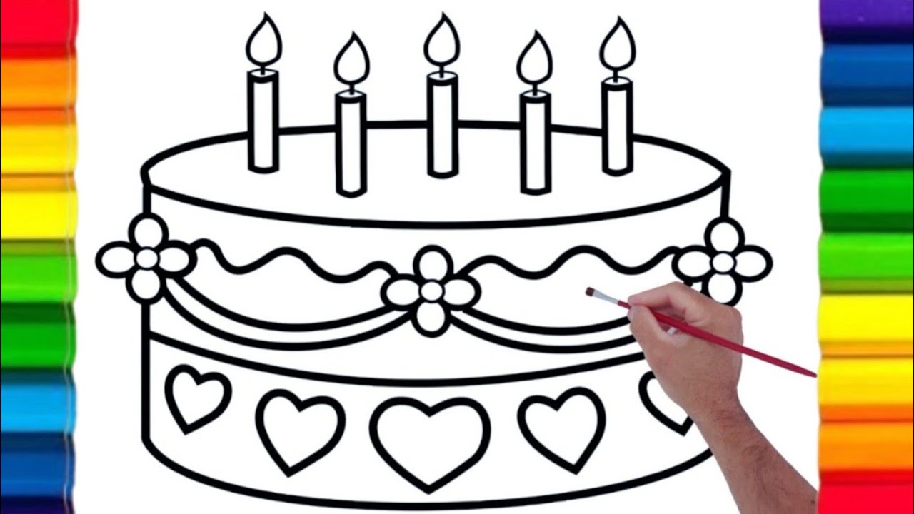 How to draw cake draw and color cake drawings for children and babies ...