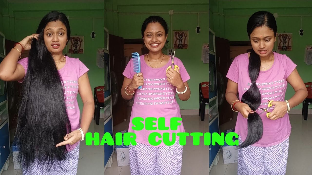 Self hair cutting trick/How to self hair cutting/Requested video - YouTube