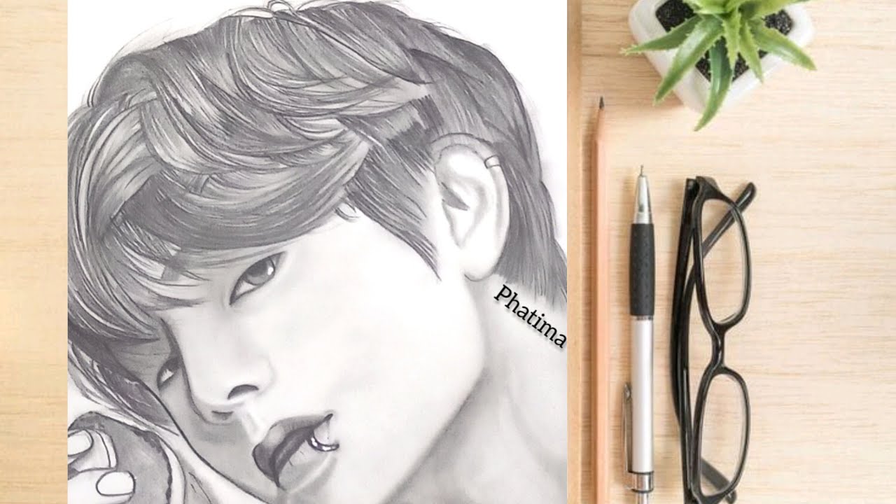 How to Draw Realistic Hair | Tutorial for BEGINNERS |draw hair |BTS V ...