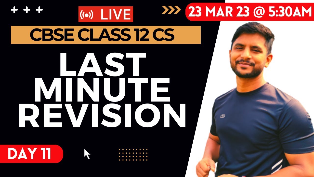 Last Minute Revision | Doubt Session | CBSE CS Python Class 12 - YouTube