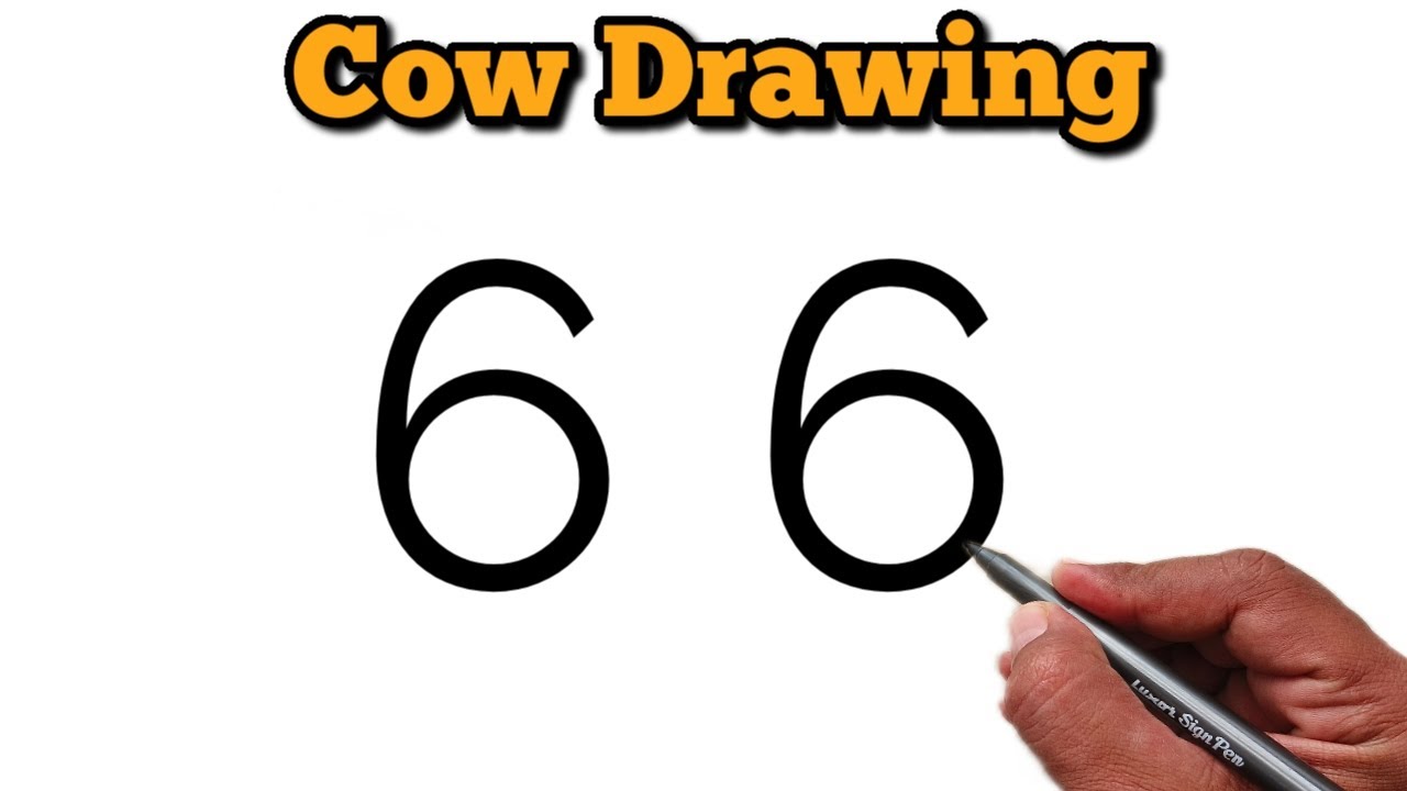 Cow Drawing From Number 66 | cow drawing simple Easy Step By Step ...
