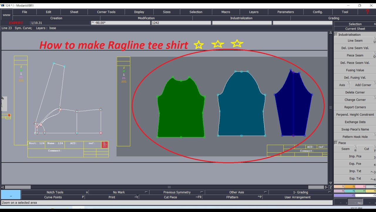 How to make raglan tee shirt for lectra software - YouTube