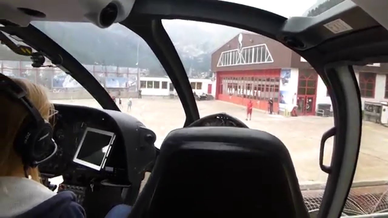 Landing at Zermatt Heliport in an Air Zermatt EC-130 - YouTube