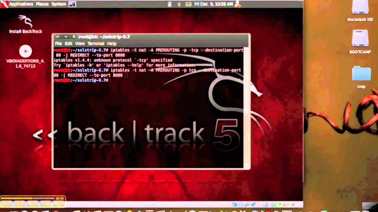Man in the Middle Attack using SSLStrip - YouTube