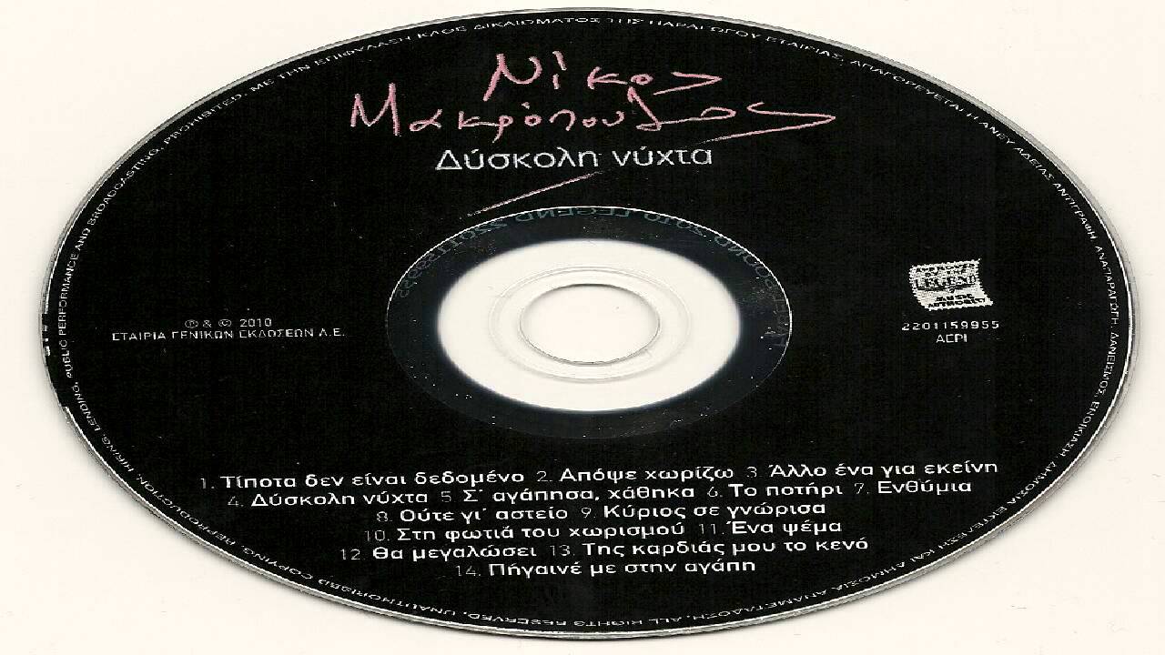 Νικος Μακροπουλος - Δυσκολη Νυχτα (full Album) - YouTube