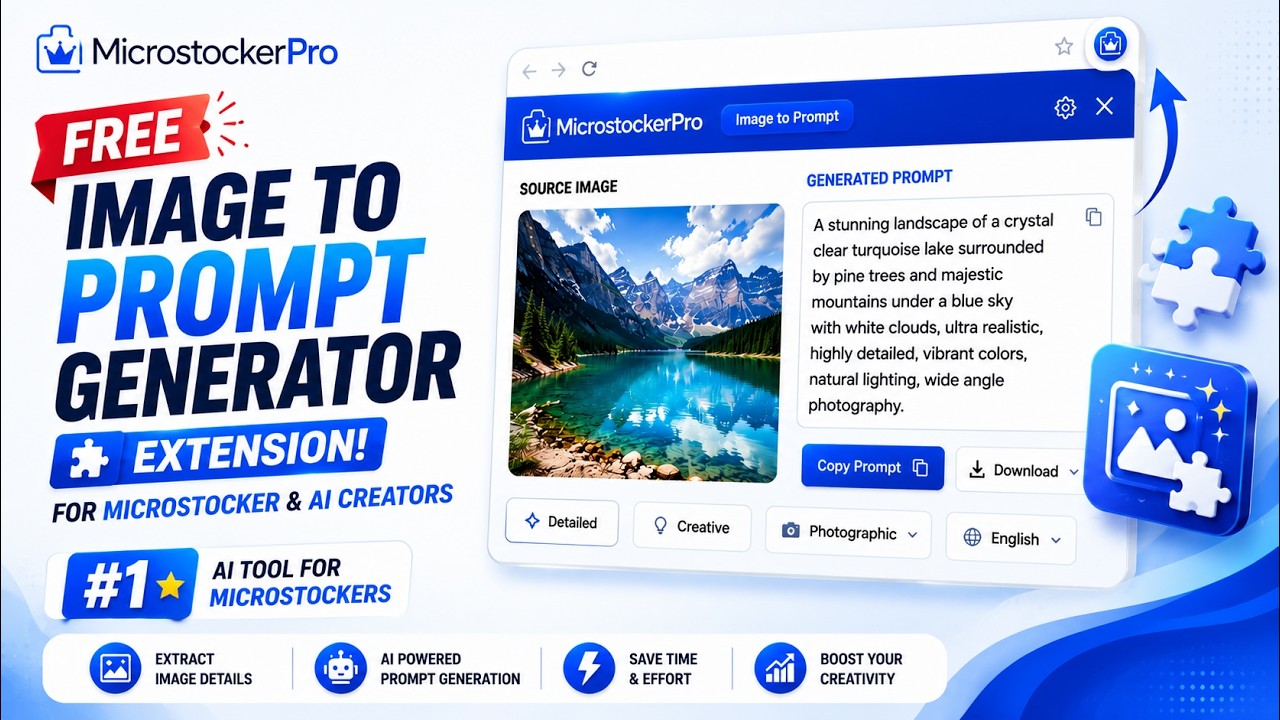 #1 Image to Prompt Generator Extension! For Microstocker & Ai Creators ...