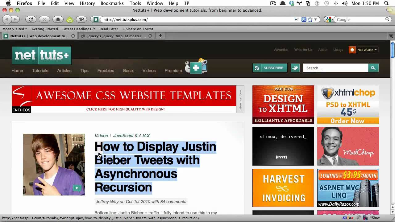 Working with the Official jQuery Templating Plugin - YouTube